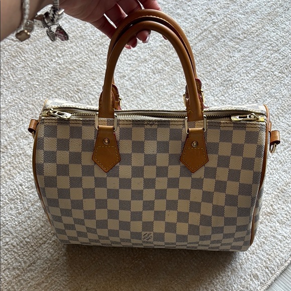 None | Bags | Checkered Tan And Cream Designer Handbag | Poshmark